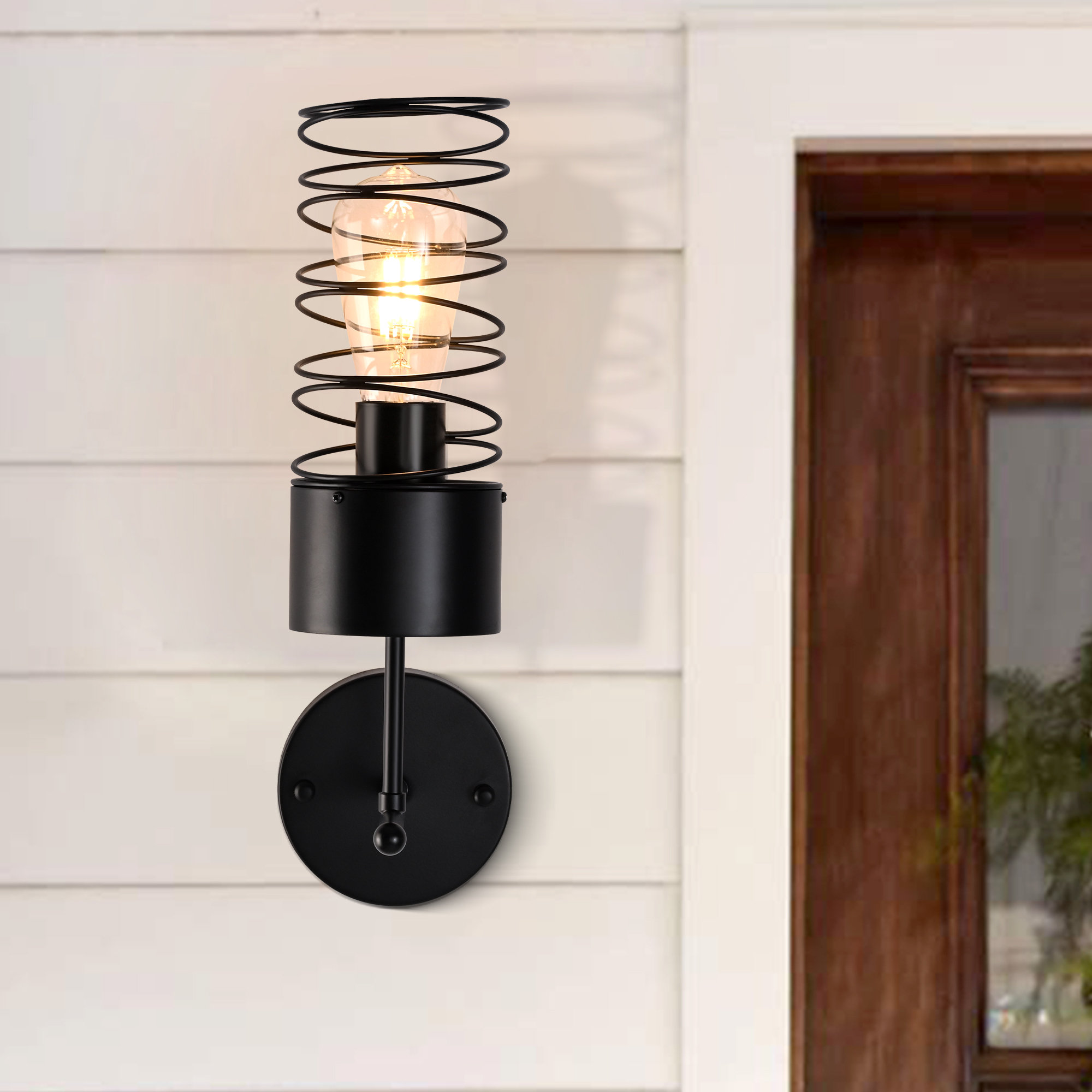 Ebern Designs CurveCurio 10-Inch Modern Matte Metal Wall Light Sconce ...