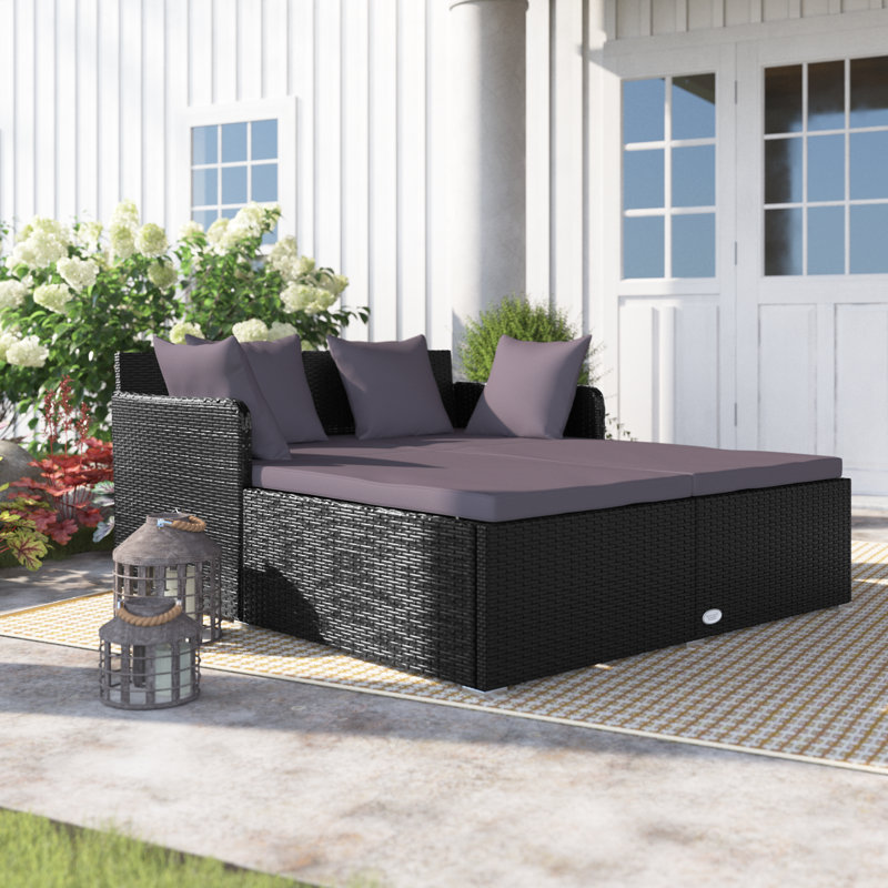 Lark Manor™ Annakiya 52" Wide Outdoor Patio Daybed with Cushions ...
