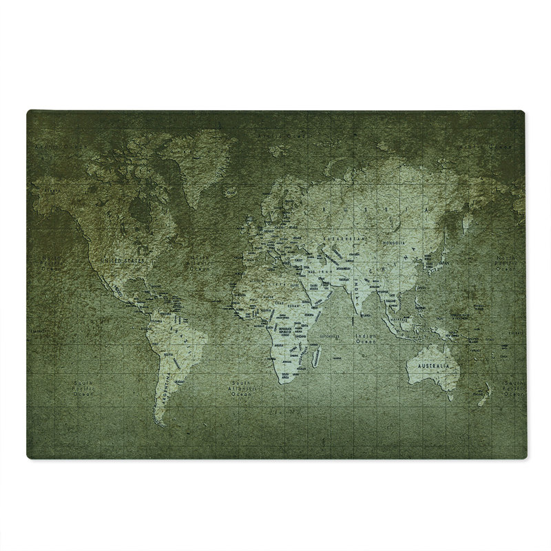 Ambesonne Map Cutting Board Large Size Nostalgic World Map Army Green ...