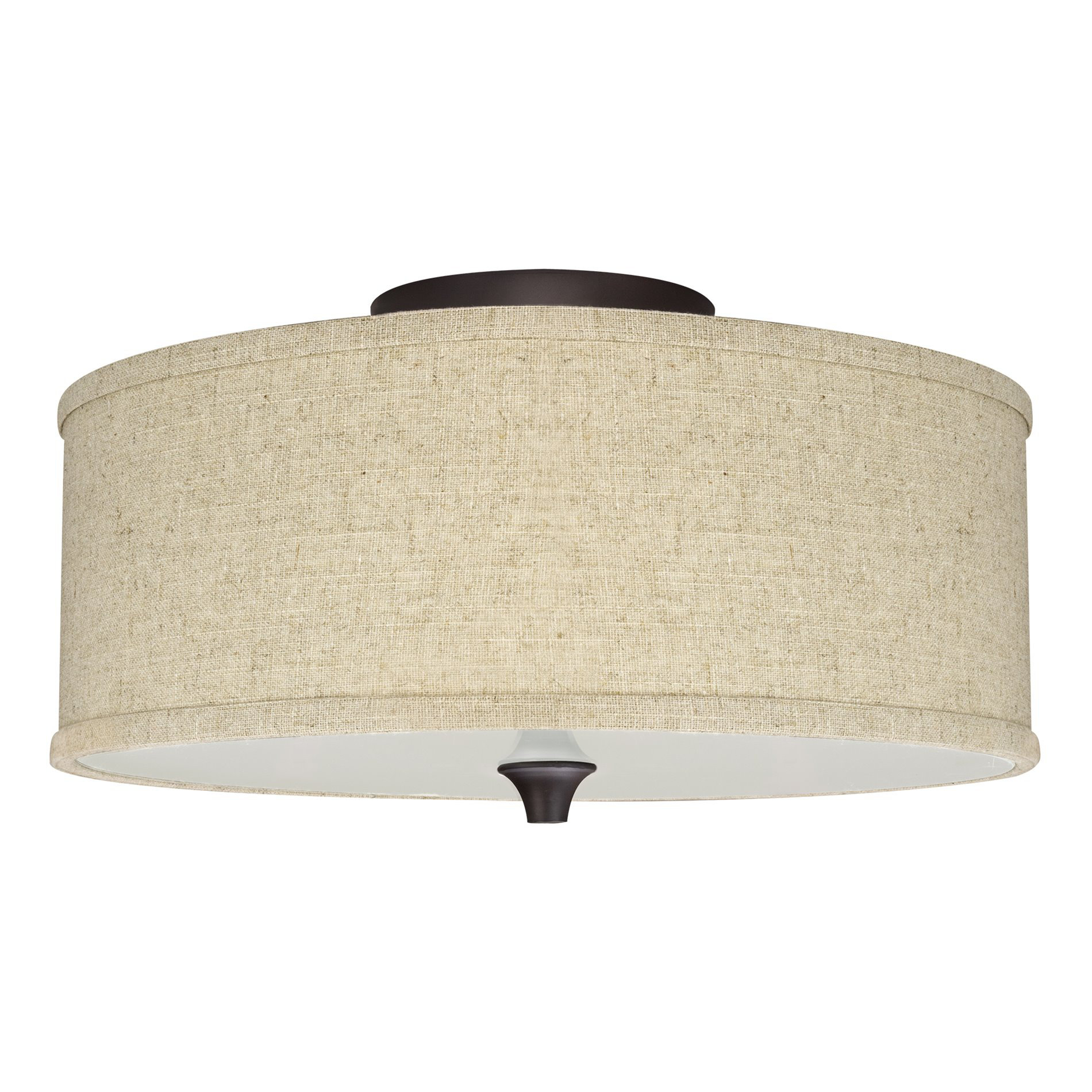 Latitude Run® Jaytin 14 Modern 2-Light Semi-Flush Mount Ceiling Light + Beige Linen Drum Shade ...