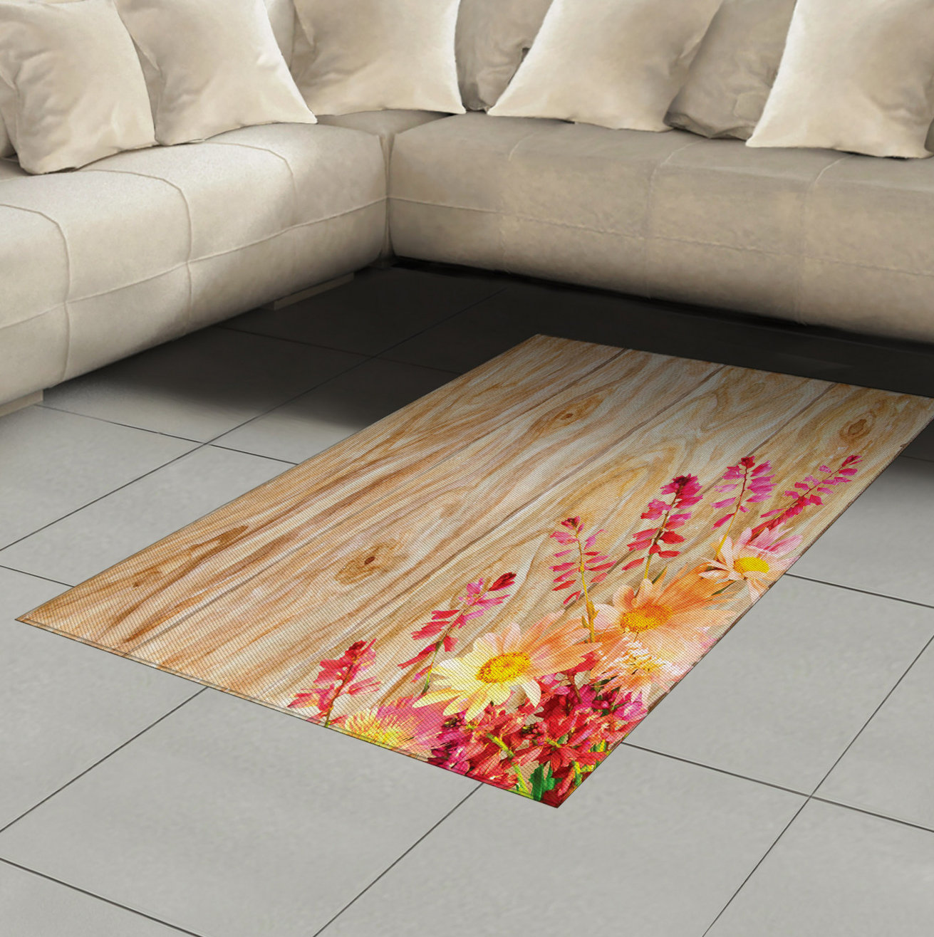 East Urban Home Wildflower Flowers High Density Long Fiber Poly Threads ...