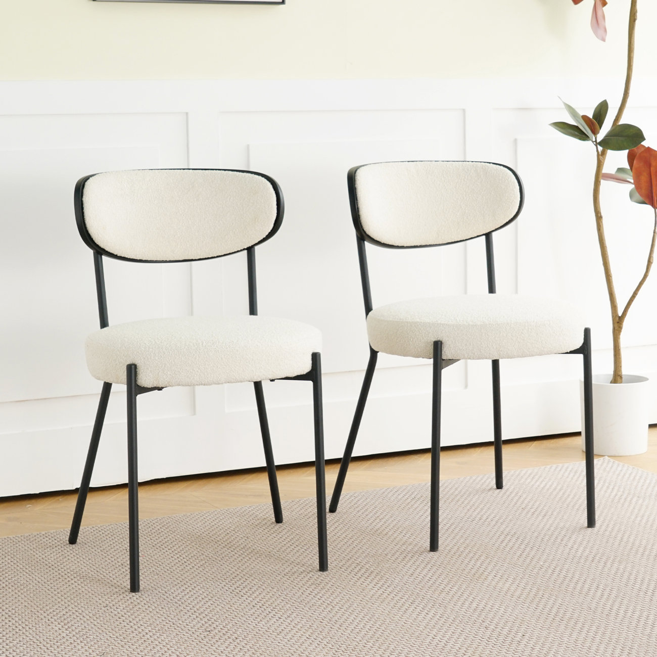 George Oliver Boucle Modern Kitchen Dining Chair Bentwood Covered With ...
