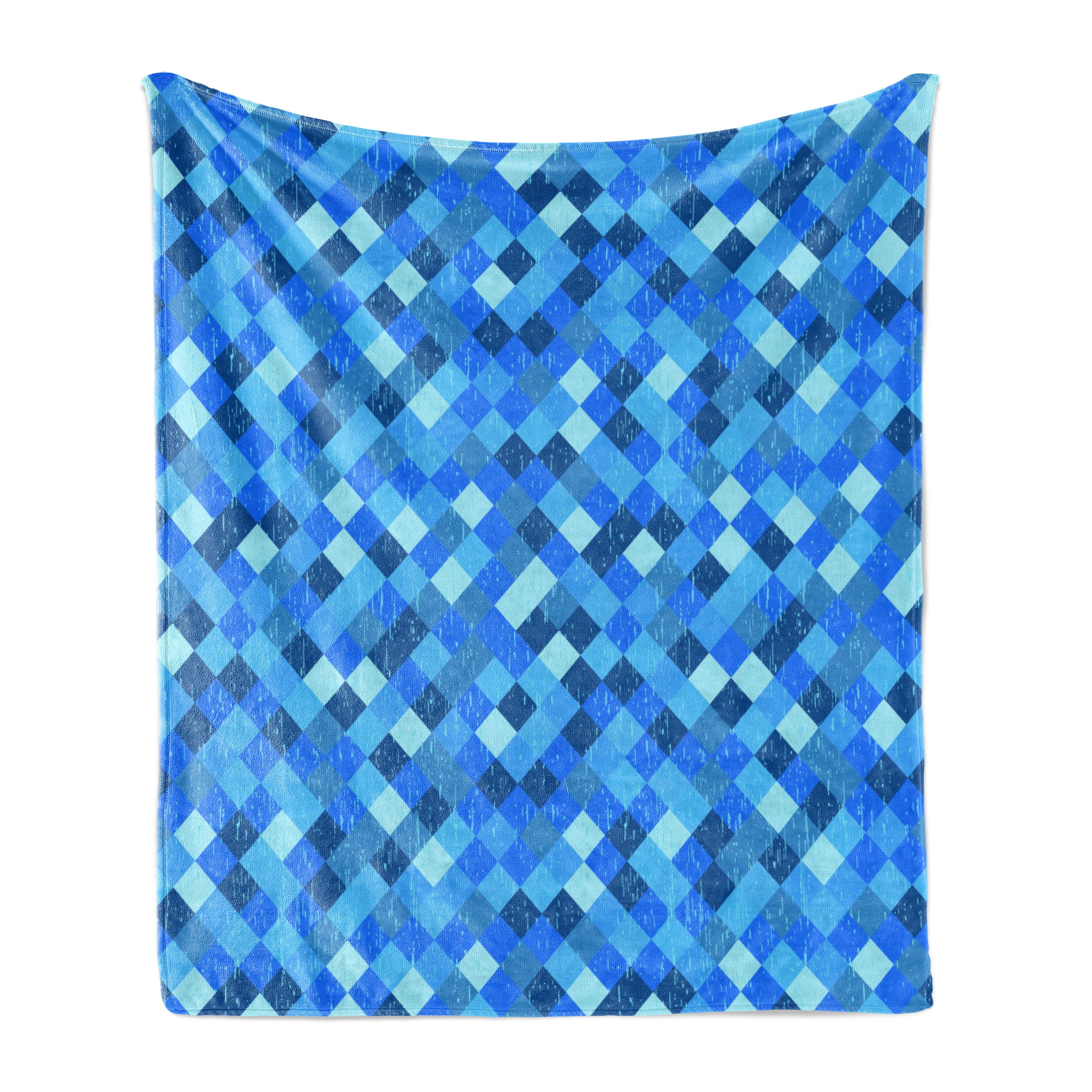 Ambesonne Blue Fleece Throw Blanket Diagonal Checked Pattern Turquoise ...