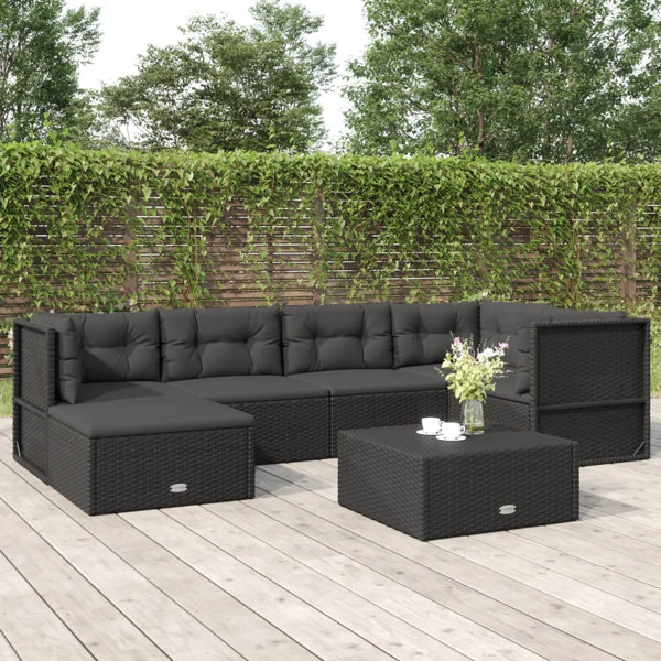 Ebern Designs Ceirra 6 - Person Outdoor Seating Group with Cushions ...