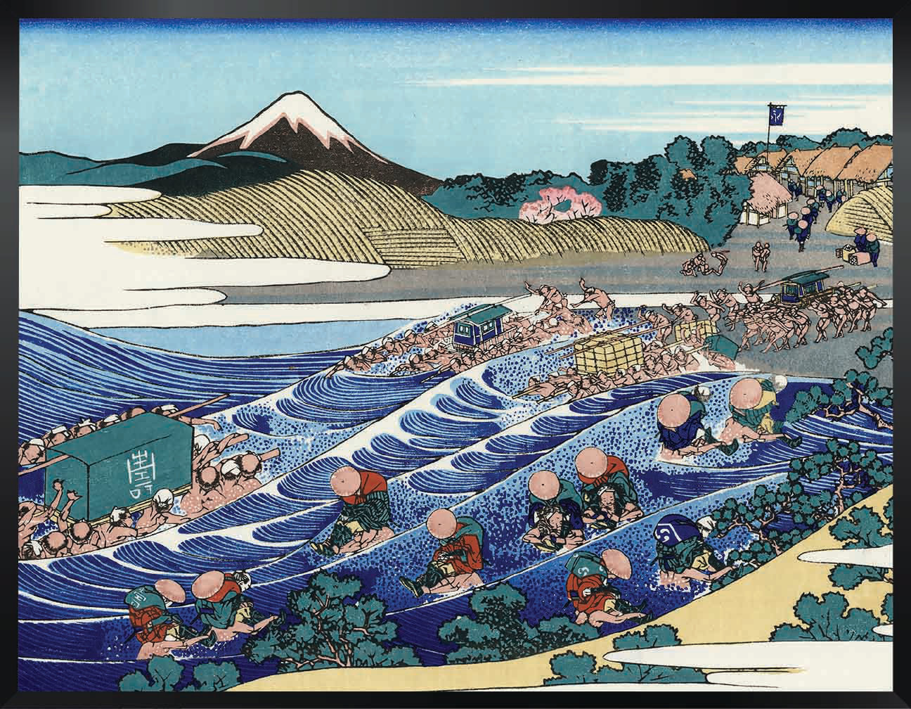 Vault W Artwork 'Japanese River Crossing' by Katsushika Hokusai Framed ...