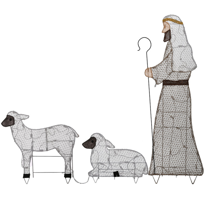 The Holiday Aisle® Shepherd with Sheep with LED Lights & Reviews | Wayfair