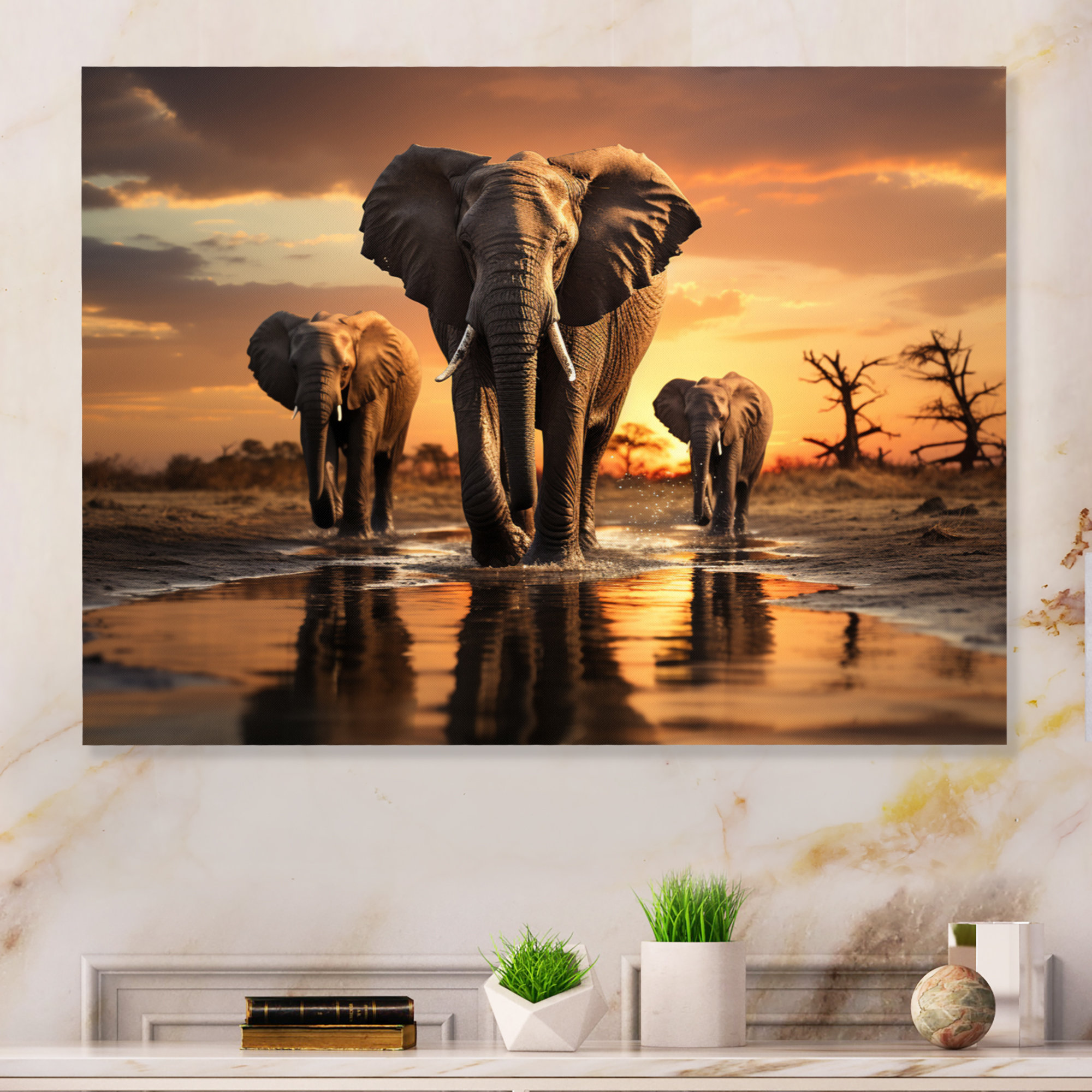 Millwood Pines Elephant Shadows Of Serenity II - Animals Print on Metal ...