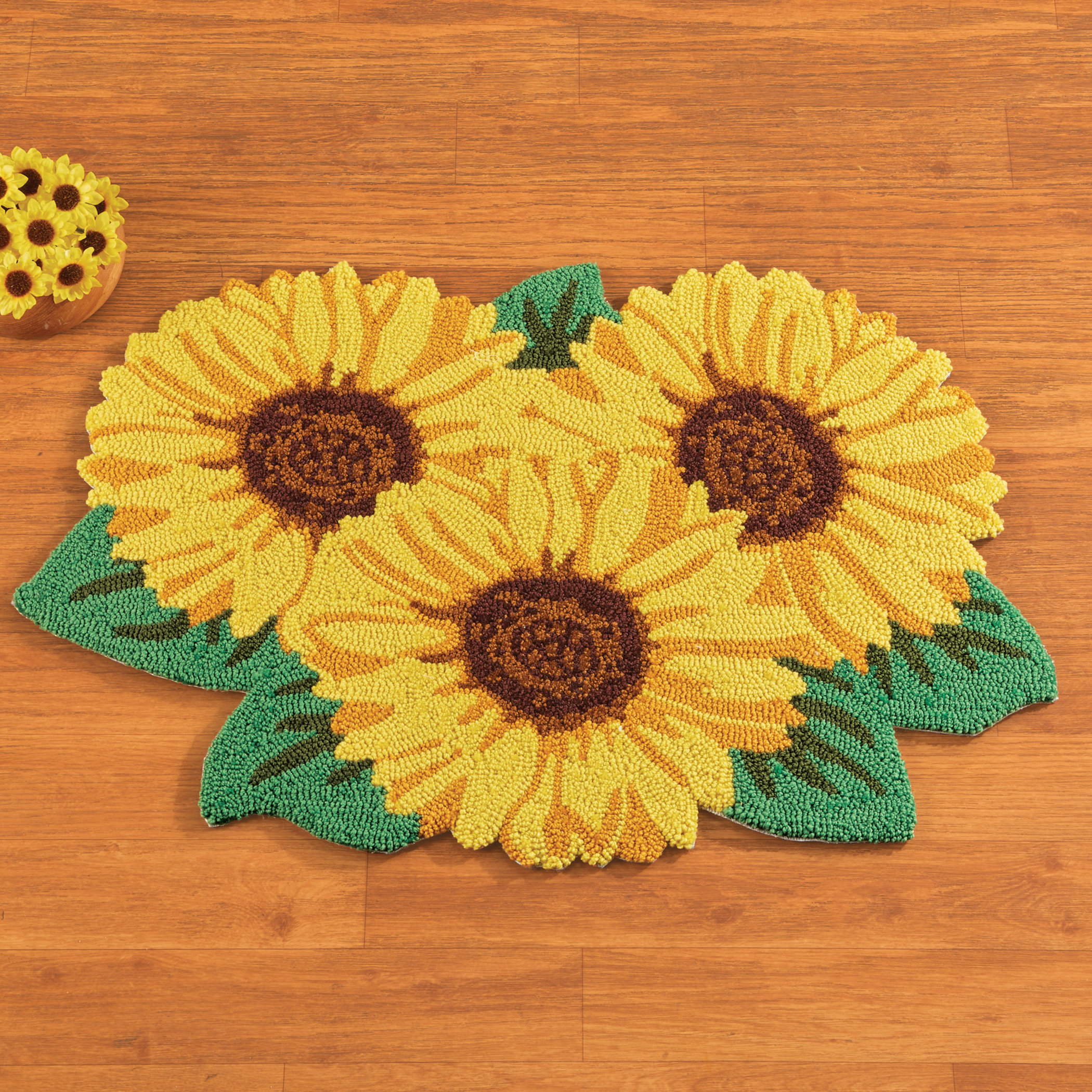 Ophelia & Co. Sunflower Shaped Skid-Resistant Hooked Accent Rug | Wayfair