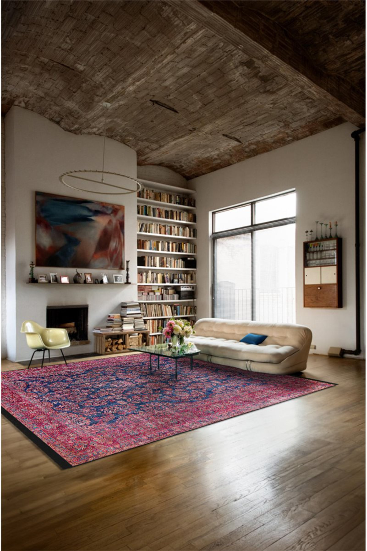 Rugpera Vahakn Fuchsia And Navy Blue Color Toile Design Carpet Machine ...