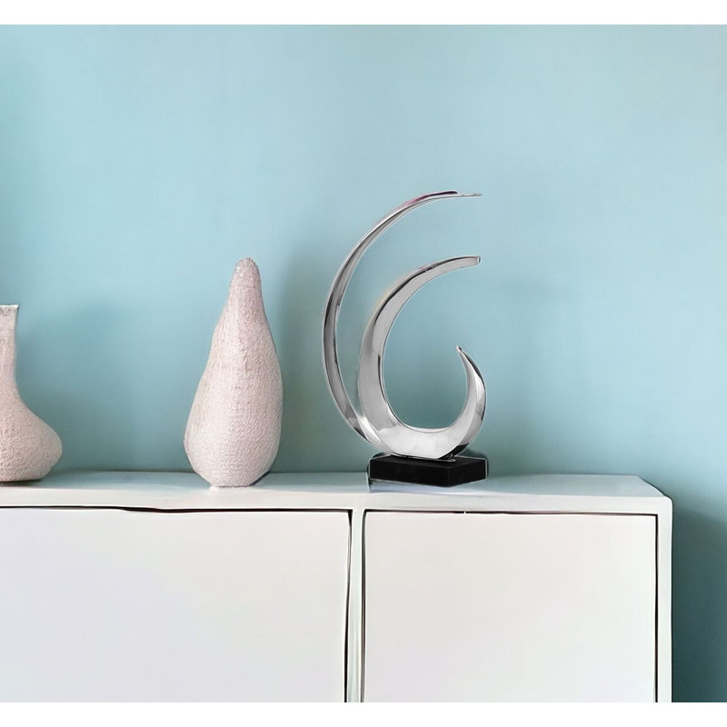 Orren Ellis Bacus 18" Black and Silver Buffed Aluminum Tabletop ...