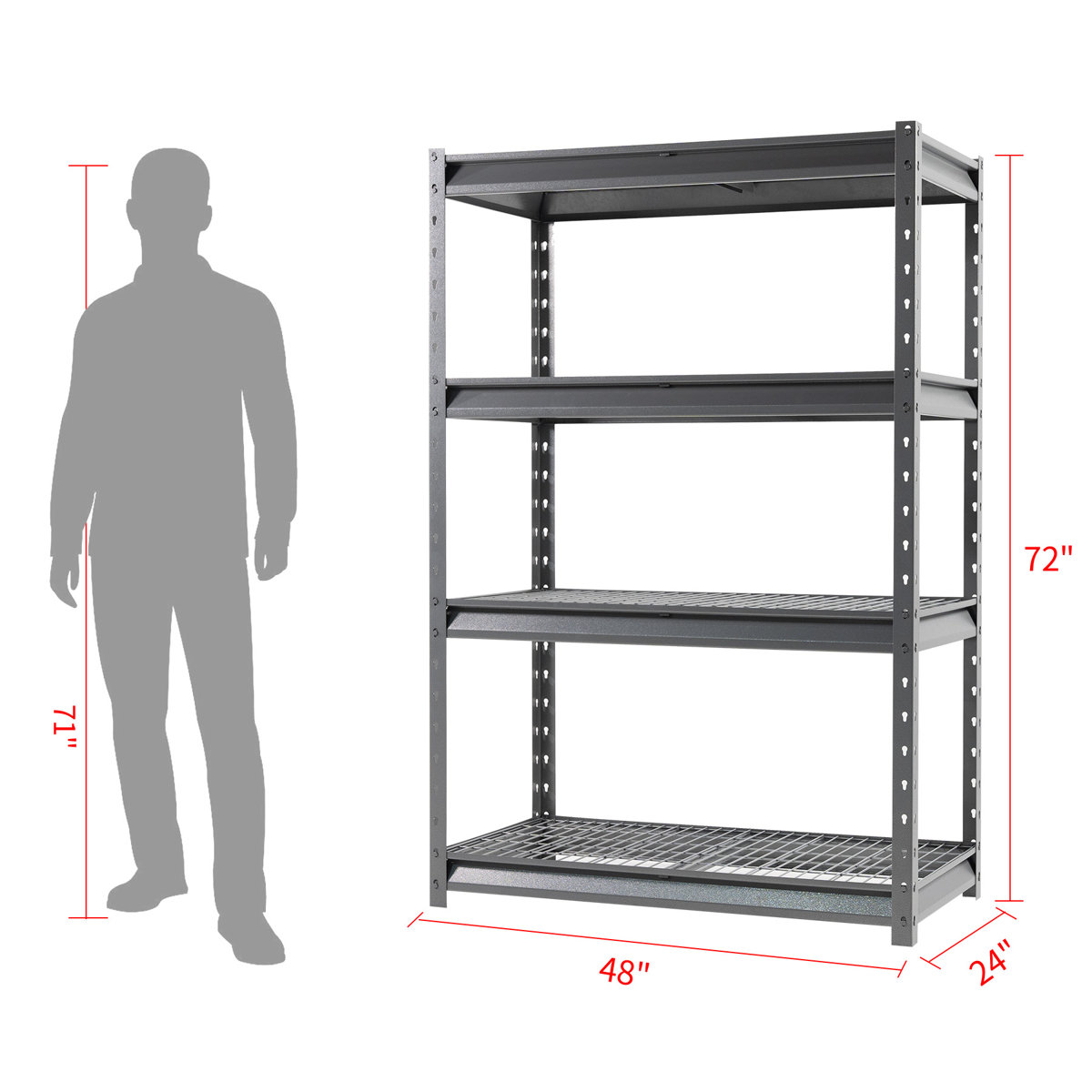 Rebrilliant Mineko Atlas 48" W 12000 Lbs Heavy Duty Shelving Storage ...