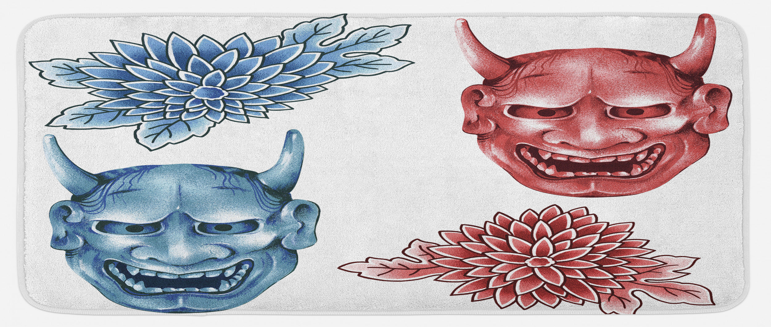 East Urban Home Different Colored Masks Of Japanese Demoness Ornate ...