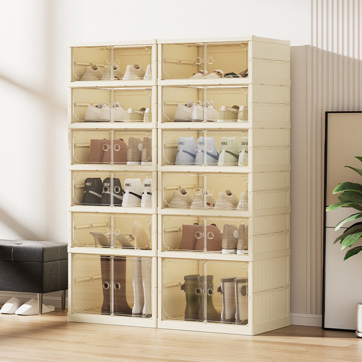 Rebrilliant Installation-free Shoe Cabinet, Folding Shoe Cabinet ...