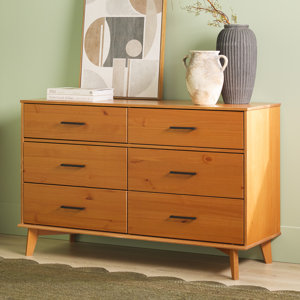 George Oliver Modern Solid Wood 6-Drawer Dresser with Metal Handles ...