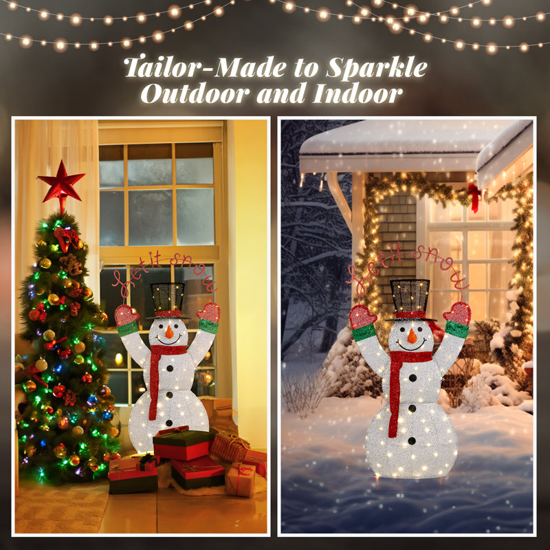 The Holiday Aisle® Lighted Snowman 2d Christmas Decoration & Reviews ...