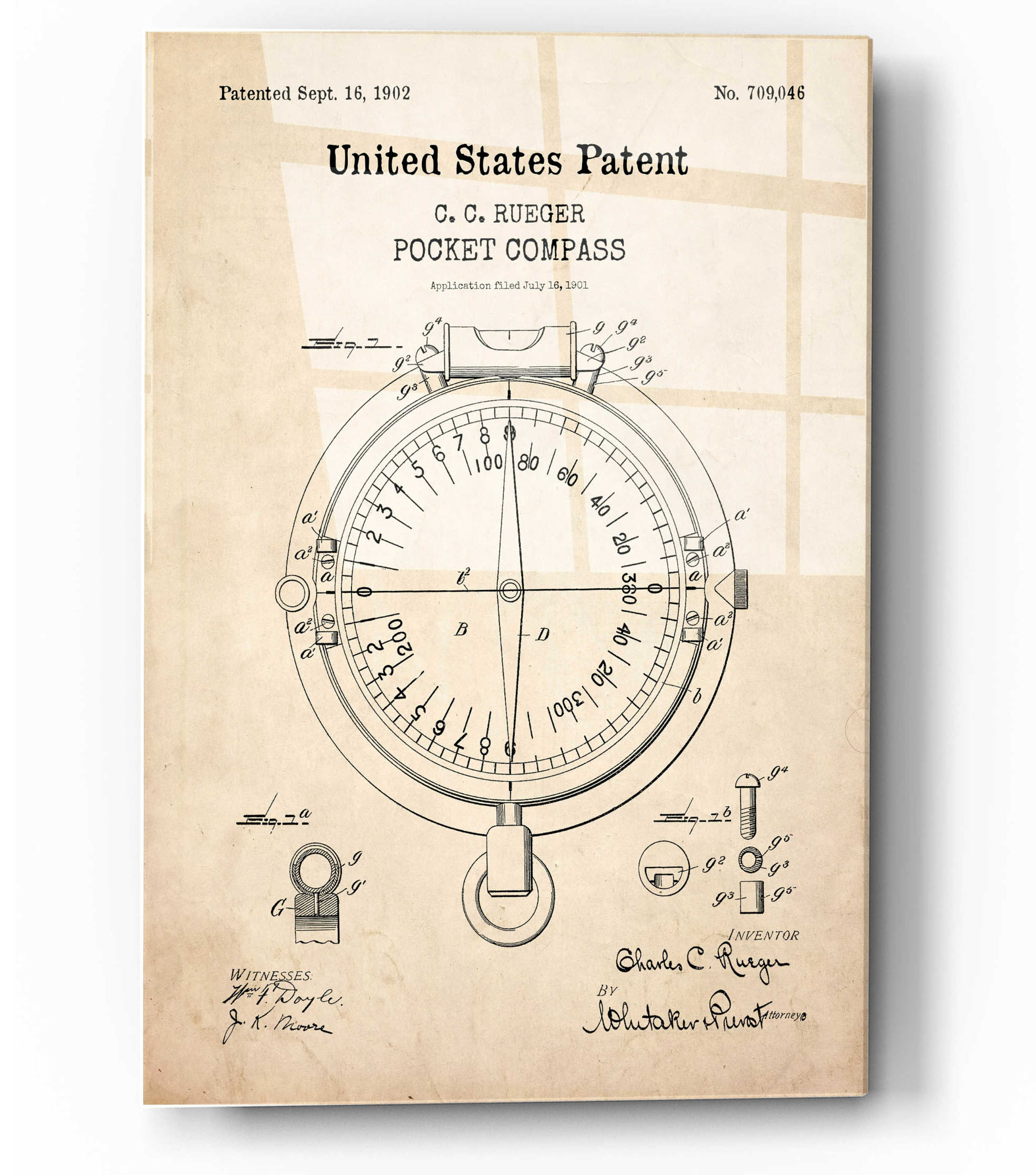 Nautical Pocket Compass Drawing