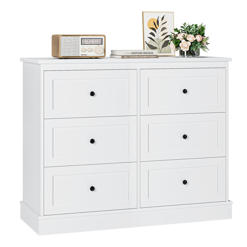 Lark Manor Alffi 6 Drawer 42.51" W Double Dresser, 6 Drawer Dresser ...