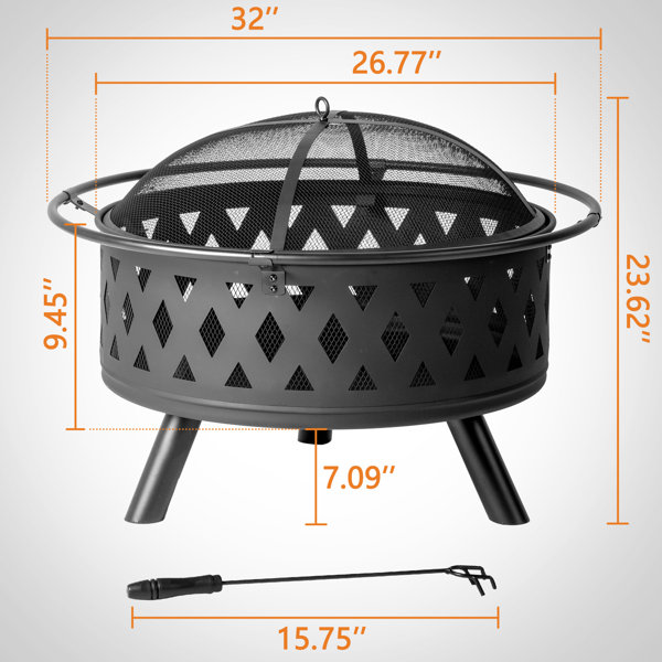 Winston Porter Outdoor 32 In. Alloy Steel Fire Pit & Reviews | Wayfair