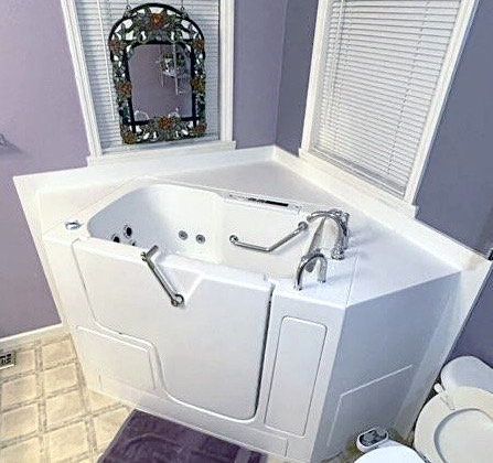 Avora Bath 52'' x 32'' Walk-in Fiberglass Bathtub with Faucet | Wayfair