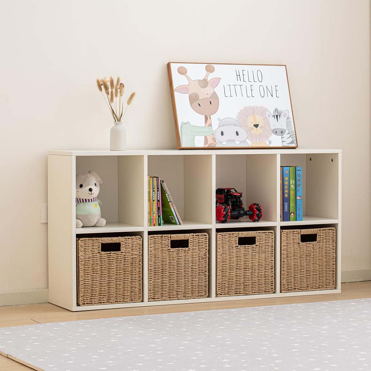 KINOFO 8-Compartment Storage Cabinet 8-Cube Storage Cabinet Organizer ...