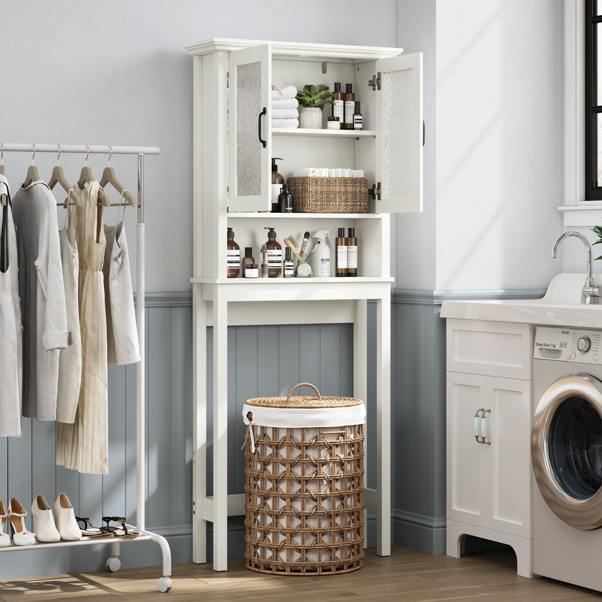 Wildon Home® Delacour Solid Wood Drill / Screw Over-the-Toilet Storage ...