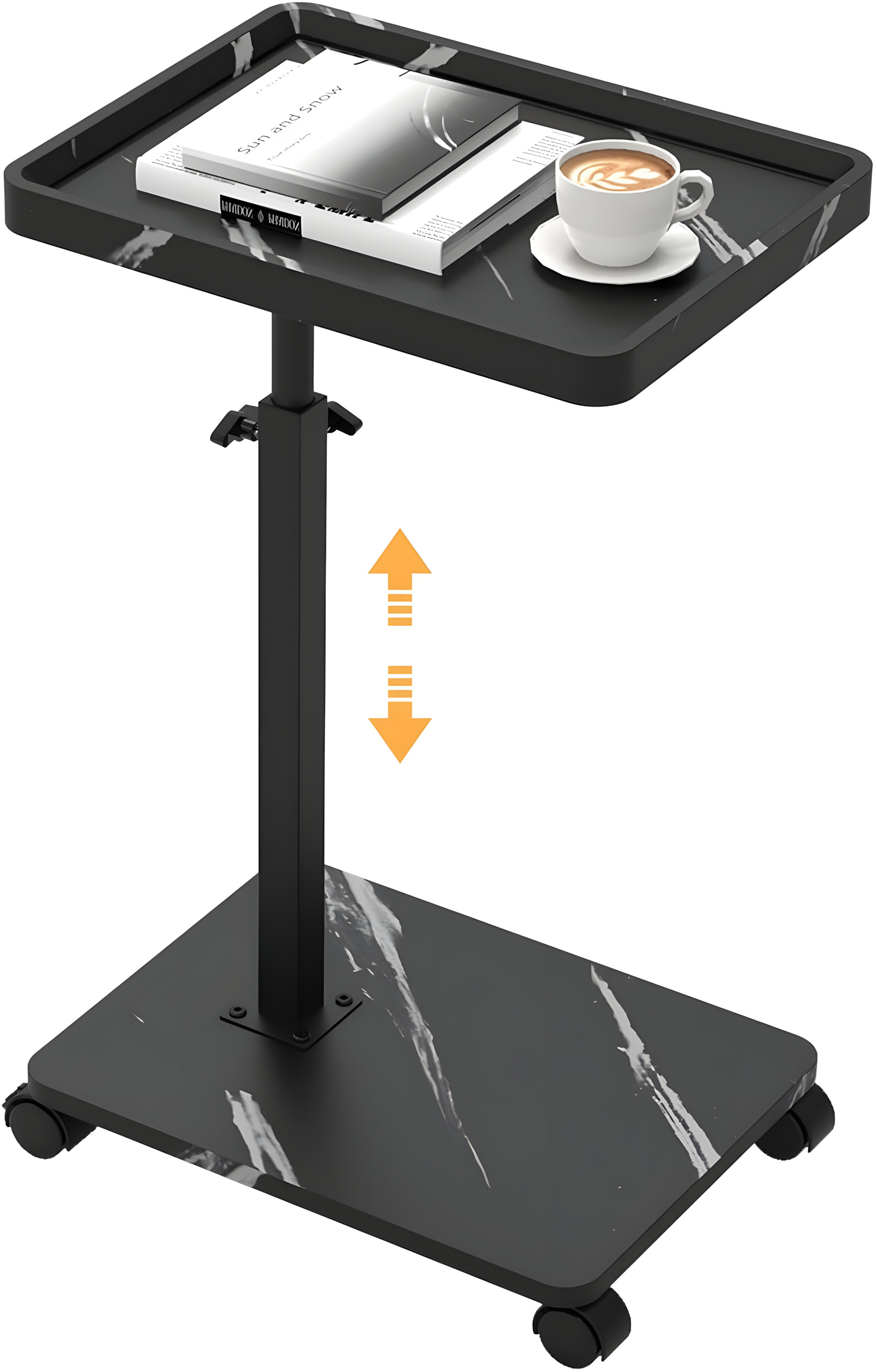 Ivy Bronx Adjustable Height C Table With 360° Swivel Wheels, Slide ...