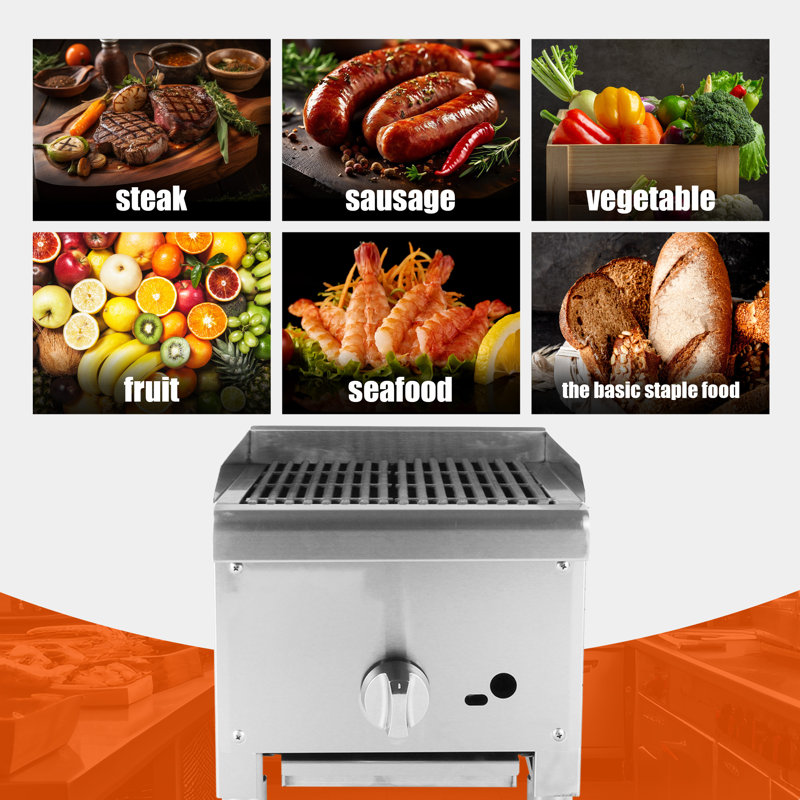 KICHKING 12" Commercial Countertop Gas Charbroilers, 28,000 BTU Gas ...