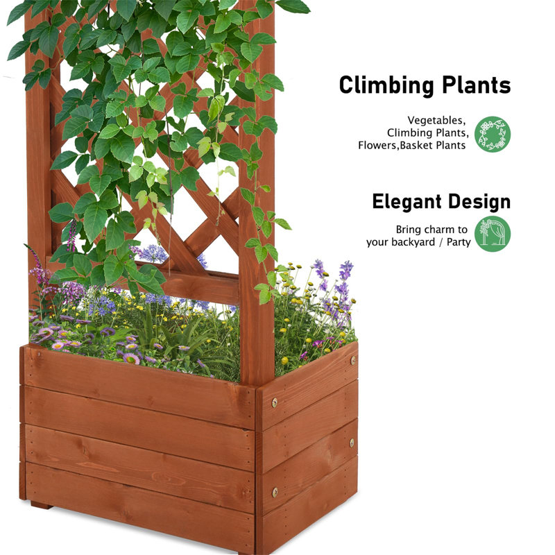 Blooming Wooden Garden Arbor With Planter | Wayfair