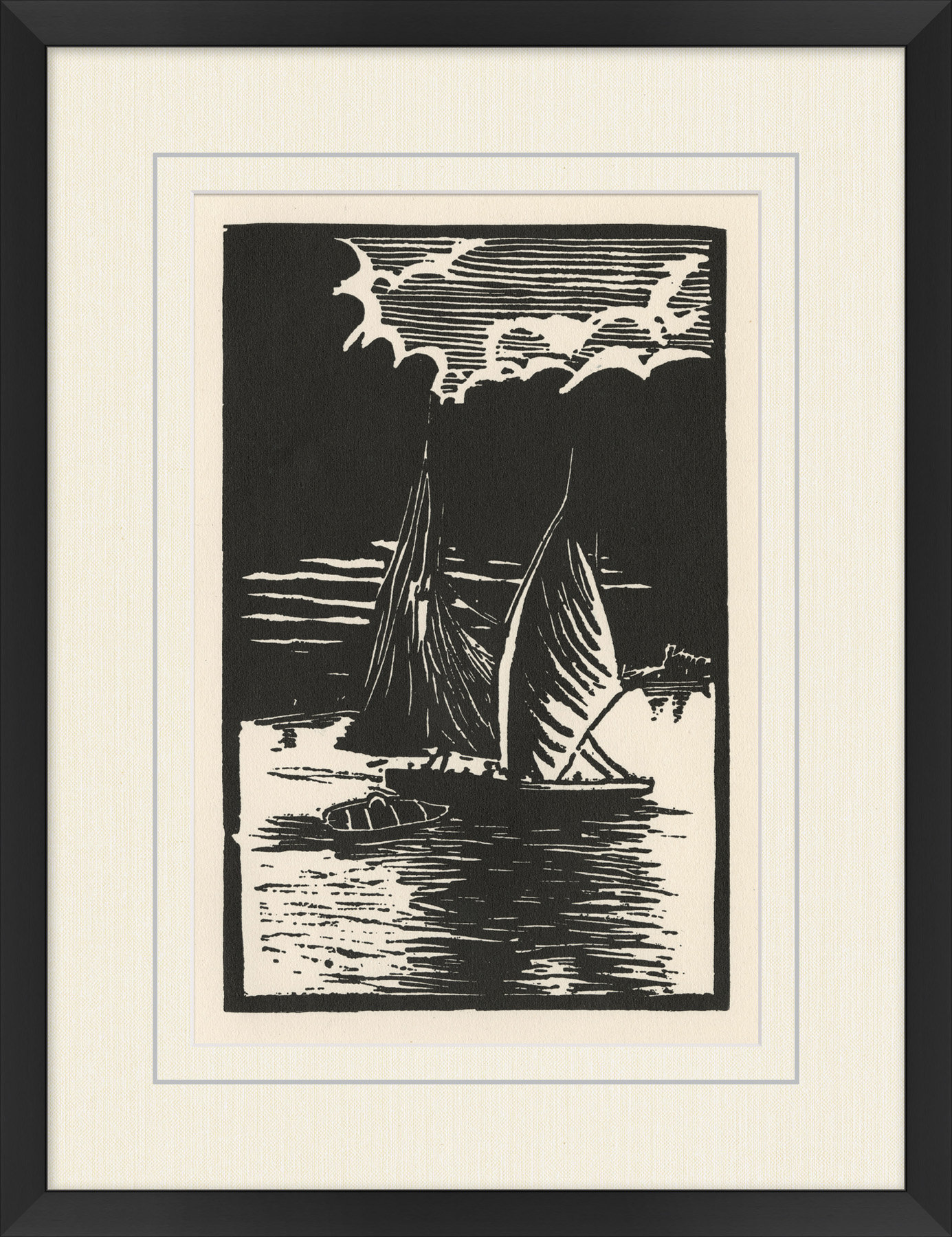 Wendover Art Group Wood Block Boat - Picture Frame Painting on Paper ...