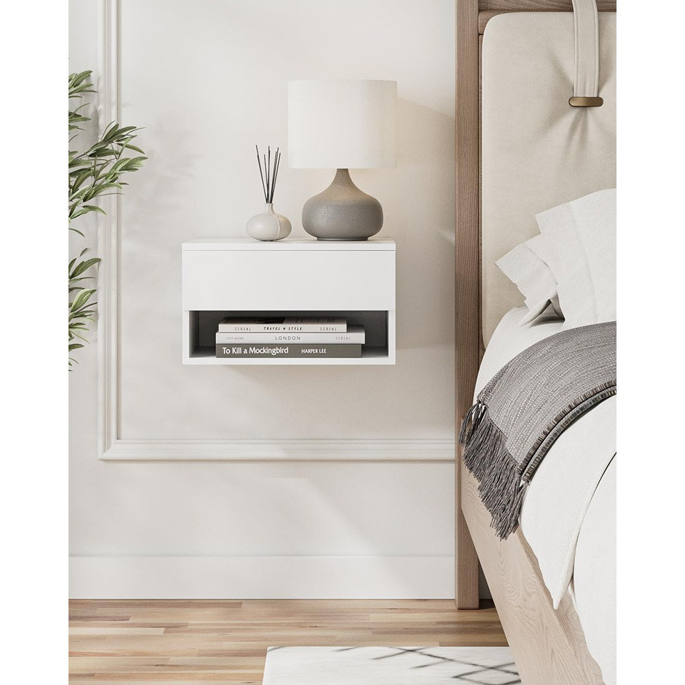 Ebern Designs Floating Nightstand, Small Modern Floating Nightstand ...