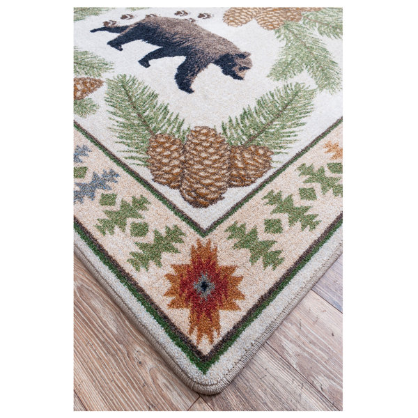 Loon Peak® Elvis Power Loom Beige/Green Rug | Wayfair
