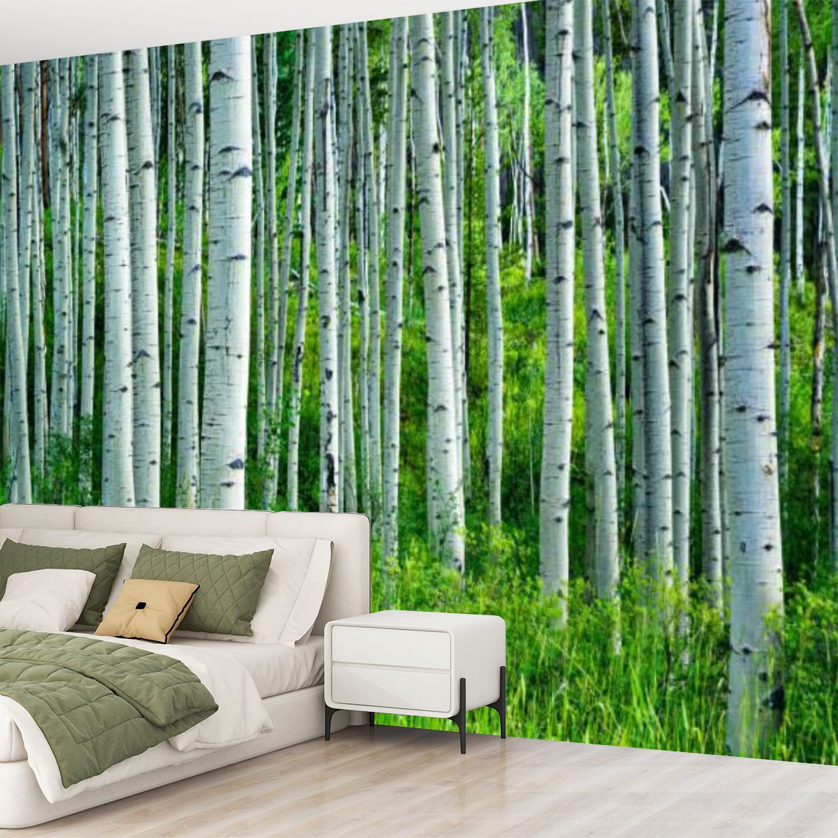 Millwood Pines Peel and Stick Canvas Wallpaper Wall Mural Aspen Trees ...