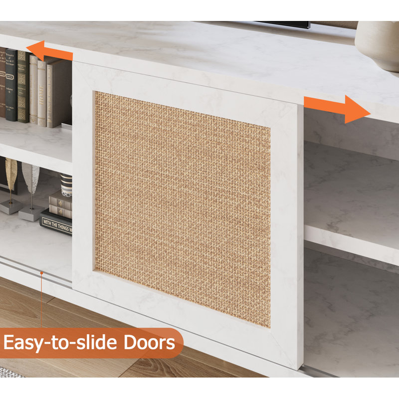 Bay Isle Home™ Rattan Entertainment Center Modern Tv Console Table ...