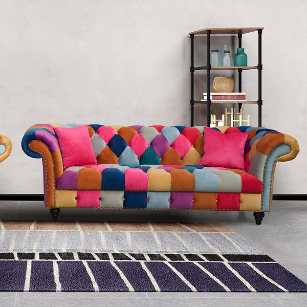 Latitude Vive Camaury Velvet Patchwork Sofa & Reviews | Wayfair.ie