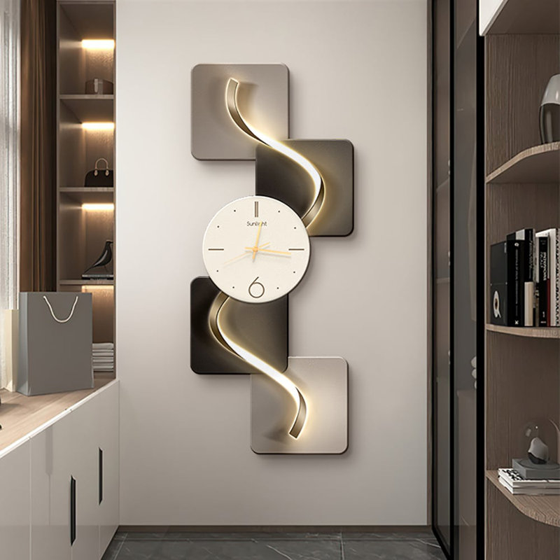 Brayden Studio® 39.4" Large Silent Wall Clock Light Modern Abstract ...
