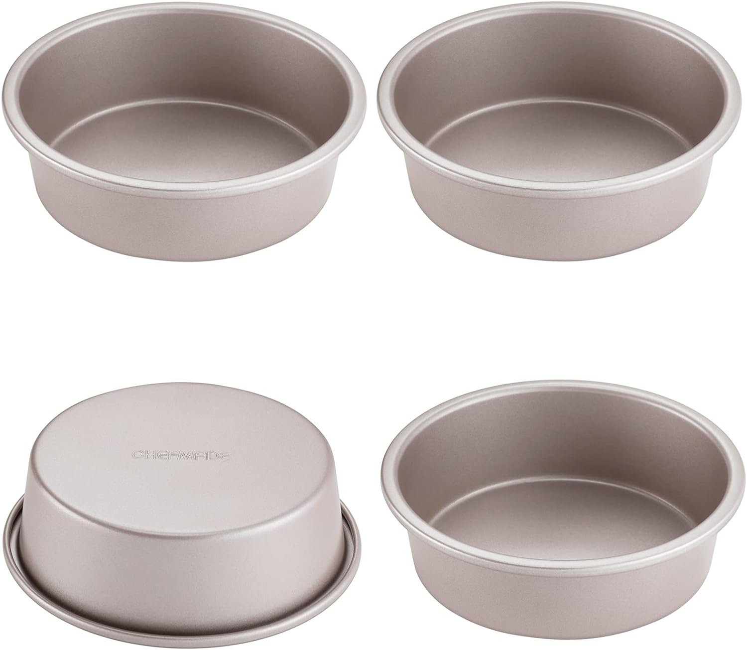 CHEFMADE 6-Inch 4 Piece Carbon Steel Non-Stick Mini Round Cake Pan Set ...