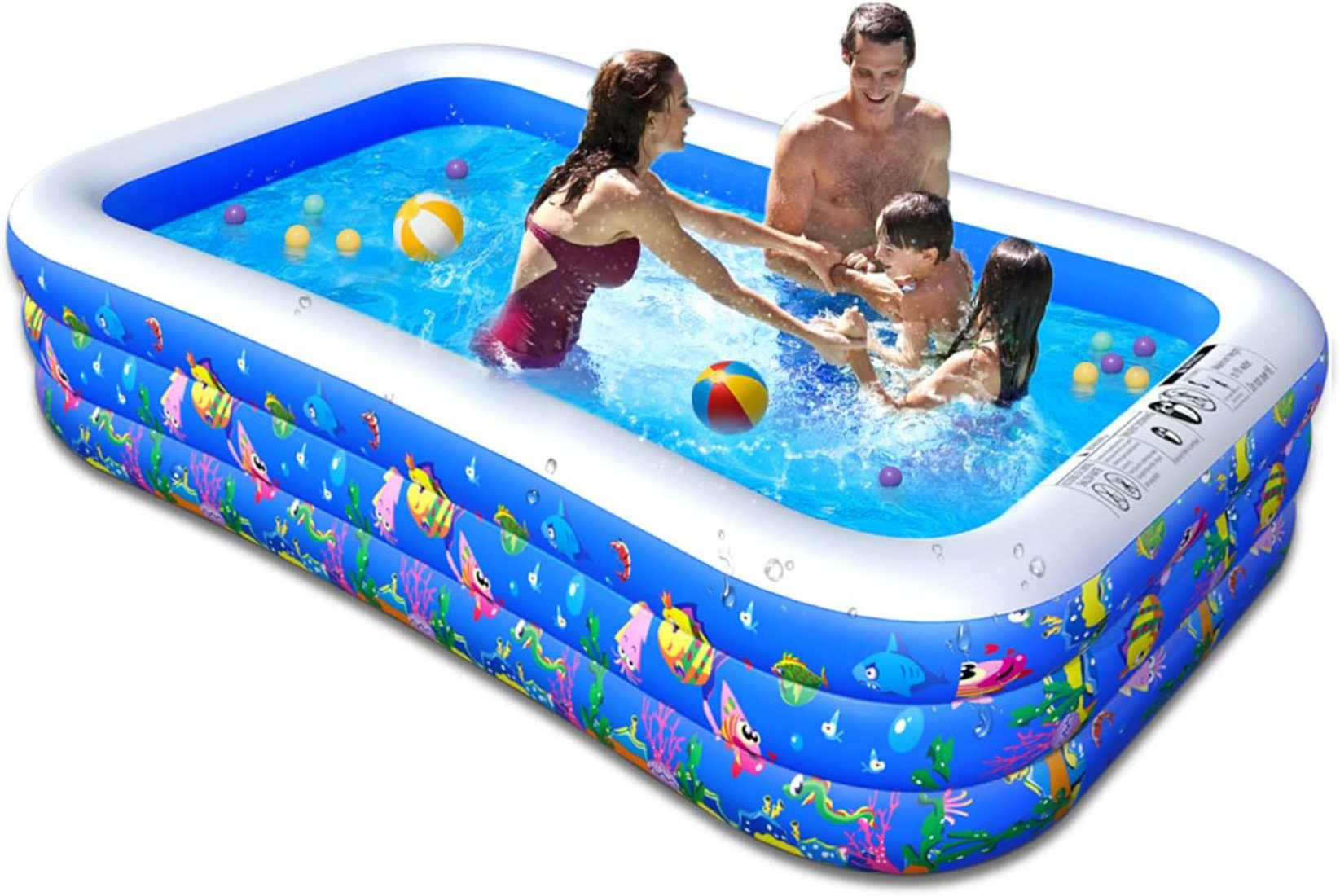 allthebeans4less Inflatable Swimming Pool, 102" X 57" X 21" Kiddie ...