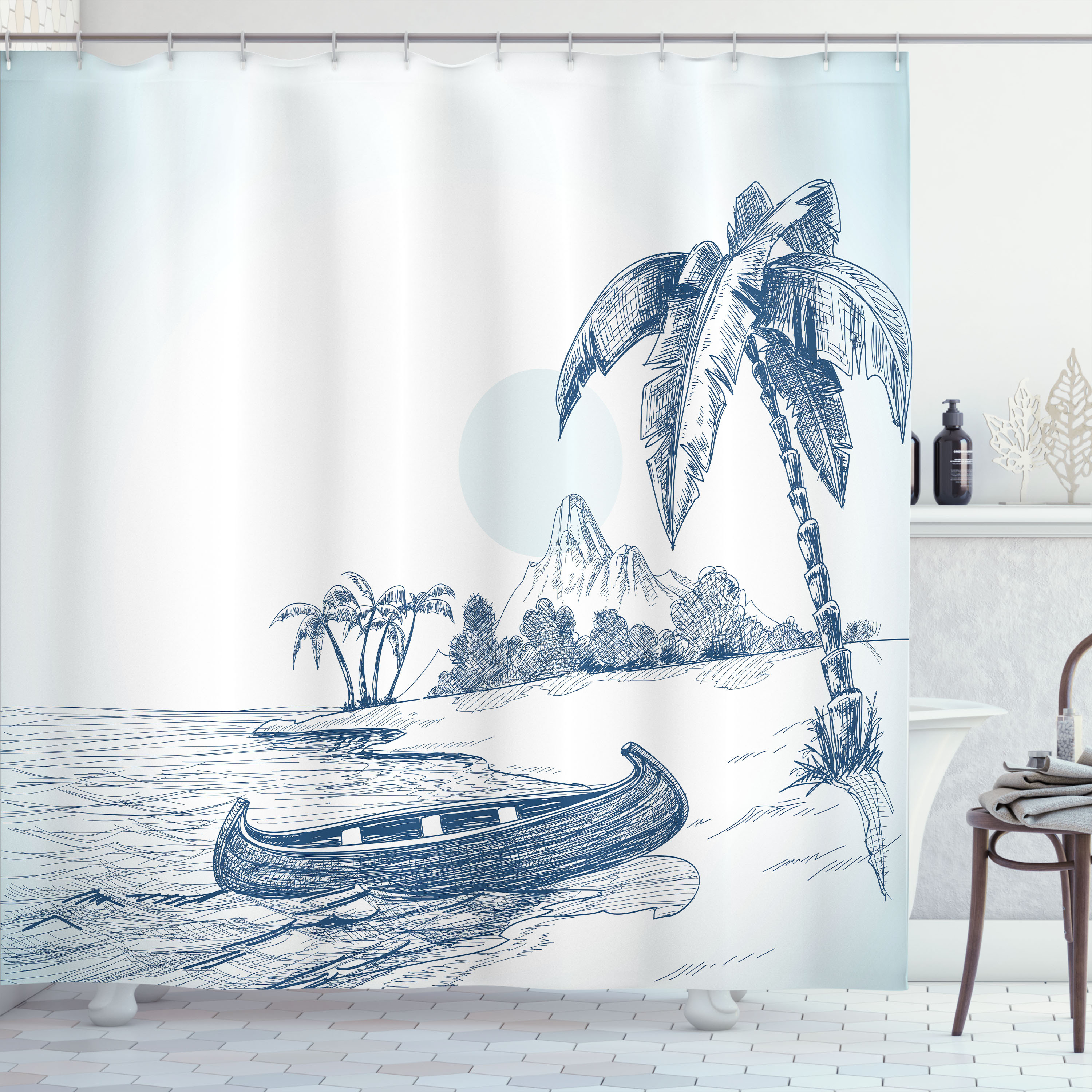 Dovecove Vintage Boat Shower Curtain Island Beach Art | Wayfair