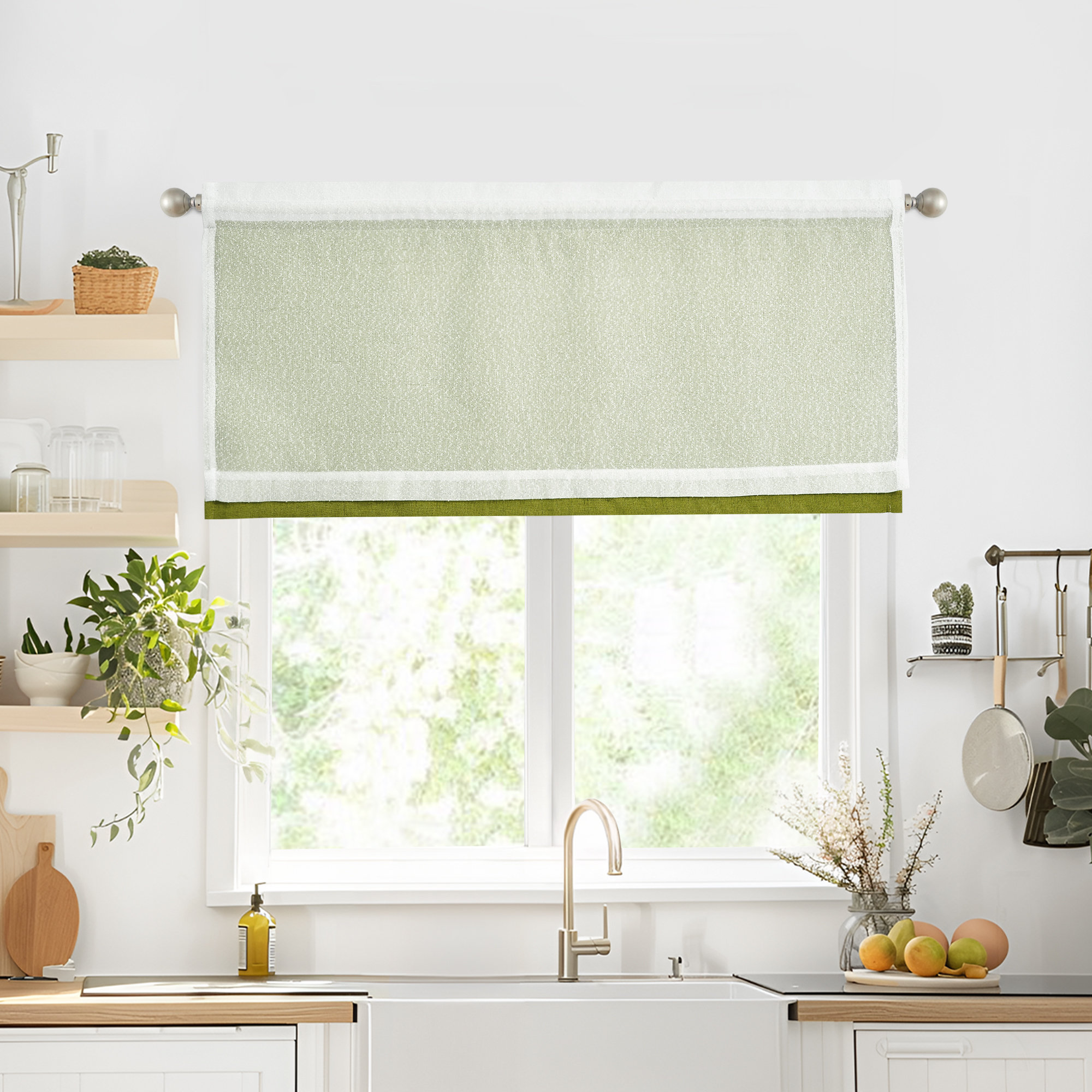 Ebern Designs Double Layer Valance, Rustic Overlay Rod Pocket Window ...