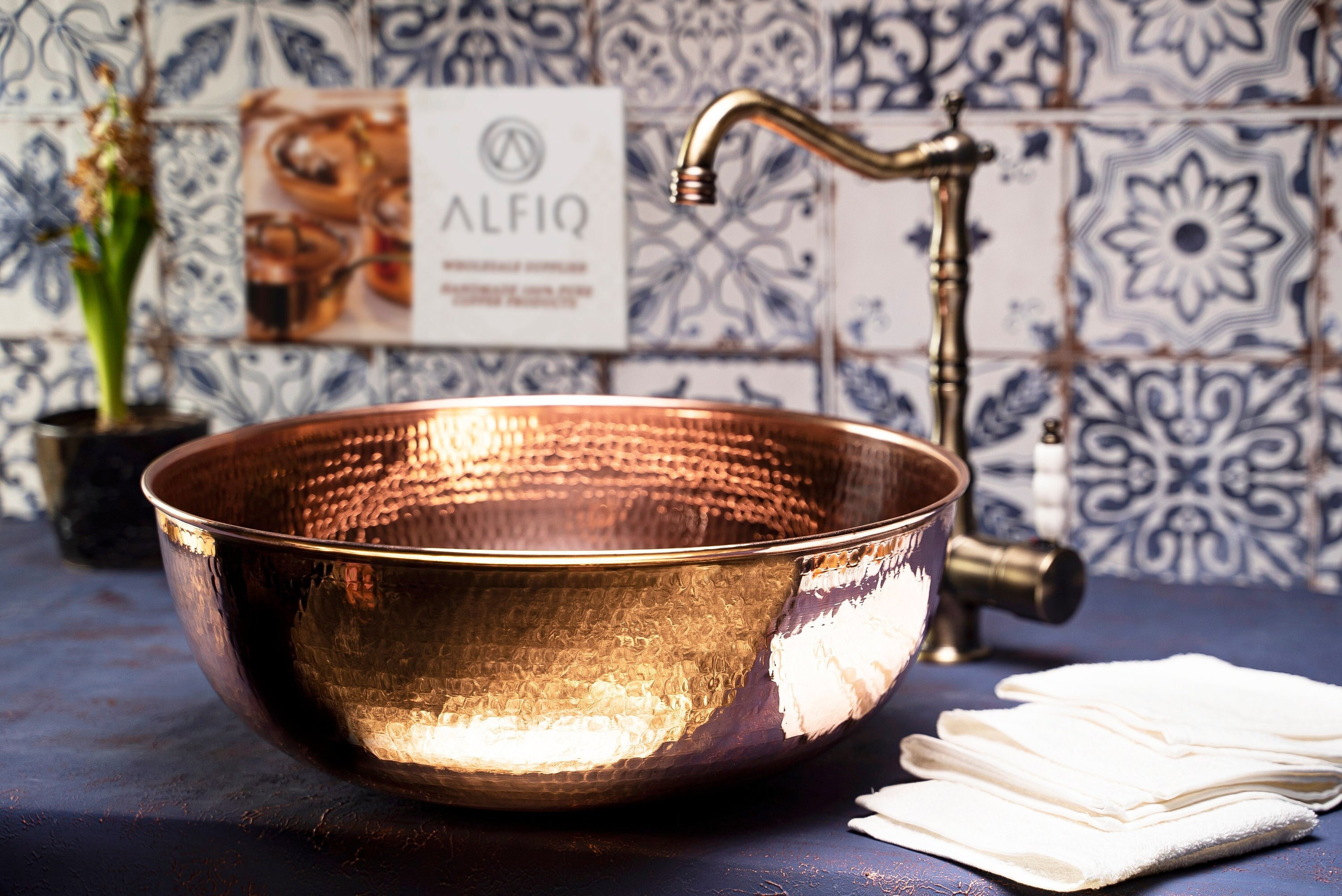 ALFIQ 13 in Handmade Hammered Copper Kitchen Sink – Pure Solid Copper ...