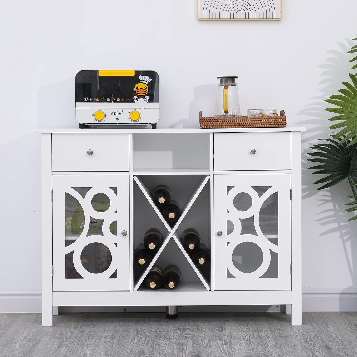 EROMMY Sideboard Storage Cabinet, Tv Stand, Wine Cabinet With X-shaped ...