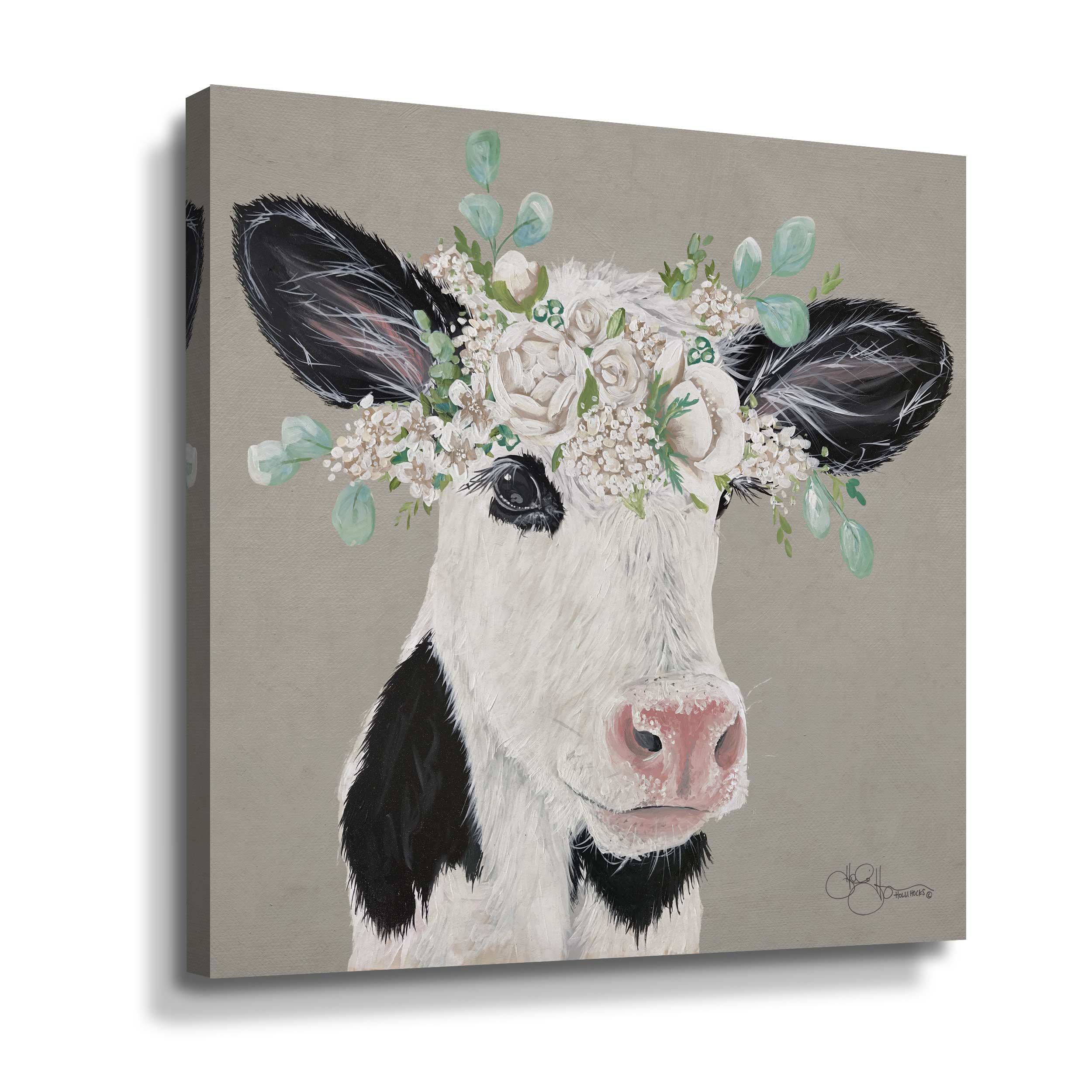 Rosalind Wheeler Patience The Cow Gallery Wrapped Floater-Framed Canvas ...