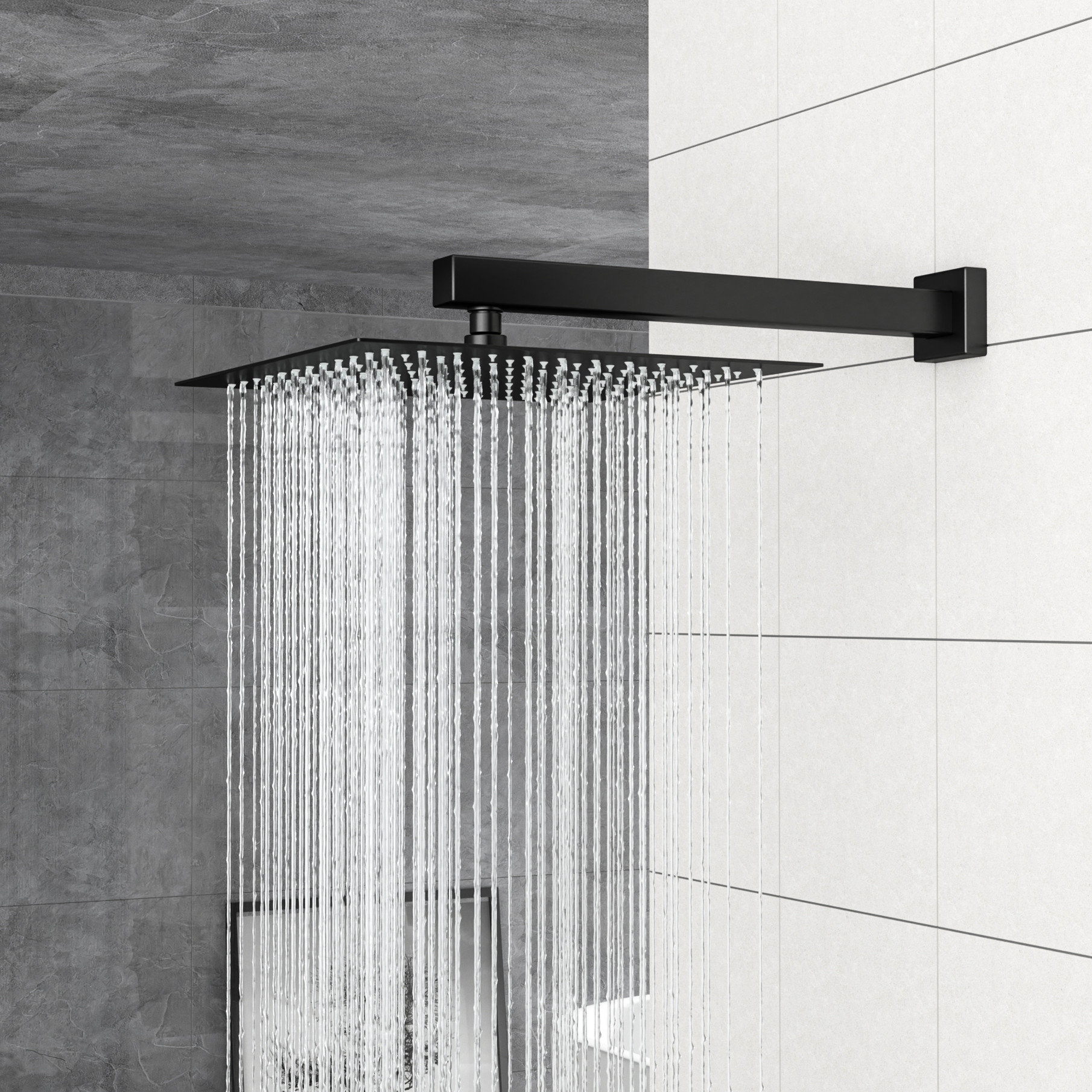 ArtisanArcade Dual Shower Head - 12 Inch Square Wall Mounted. -Balanced ...