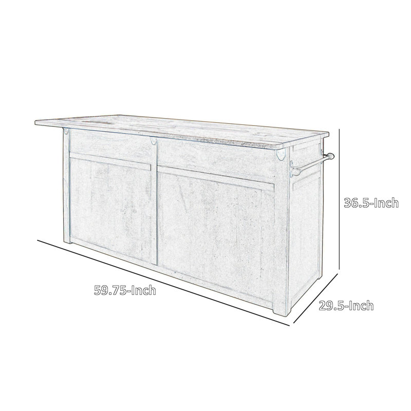 Benjara Nesa 60 Inch Counter Height Kitchen Island, 2 Drawers, 4 Door ...