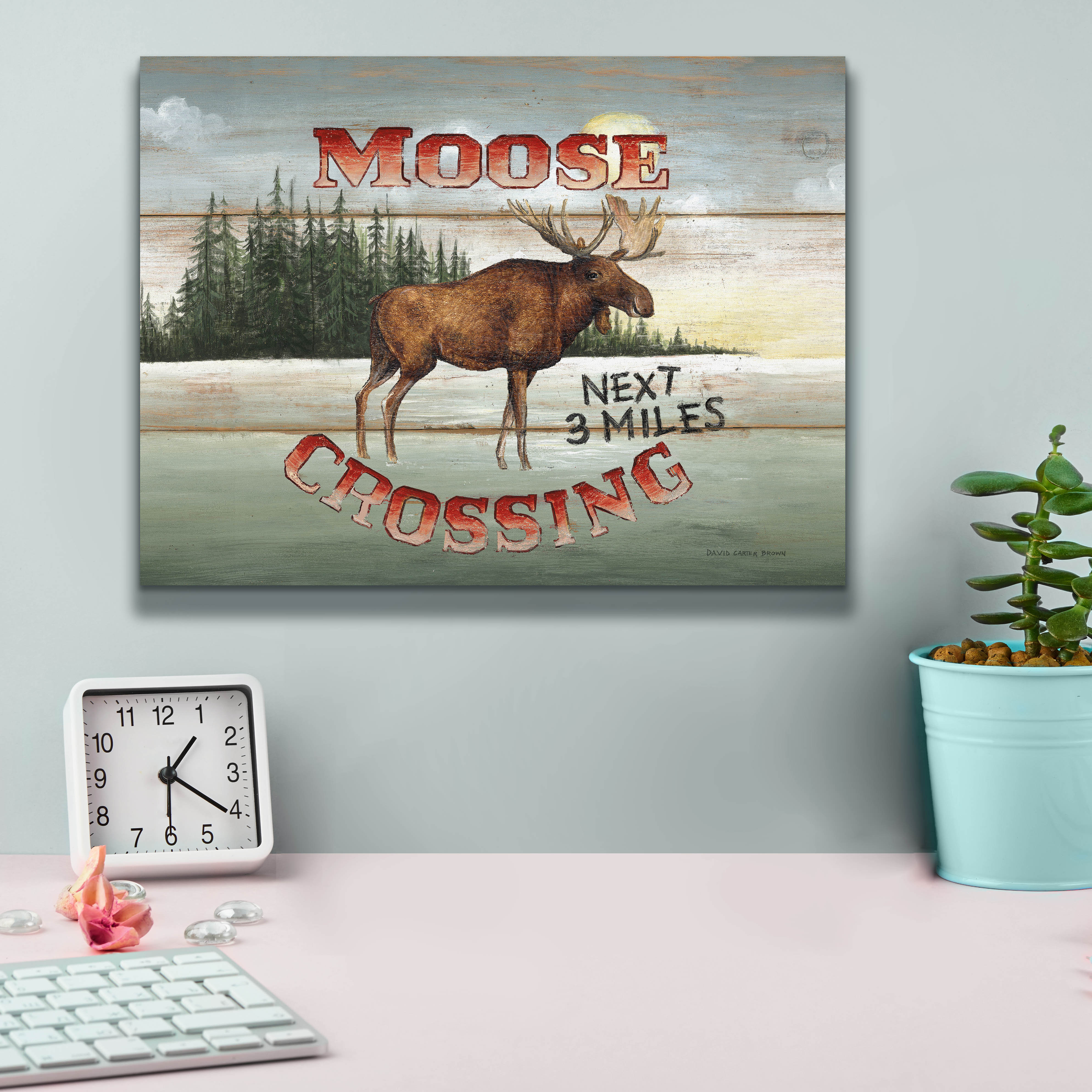 Epic Graffiti 'Moose Crossing V2' by David Carter Brown Canvas Wall Art ...