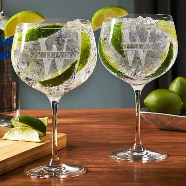 Home Wet Bar Personalized Balloon Gin and Tonic Glasses, Set of 2 | Wayfair
