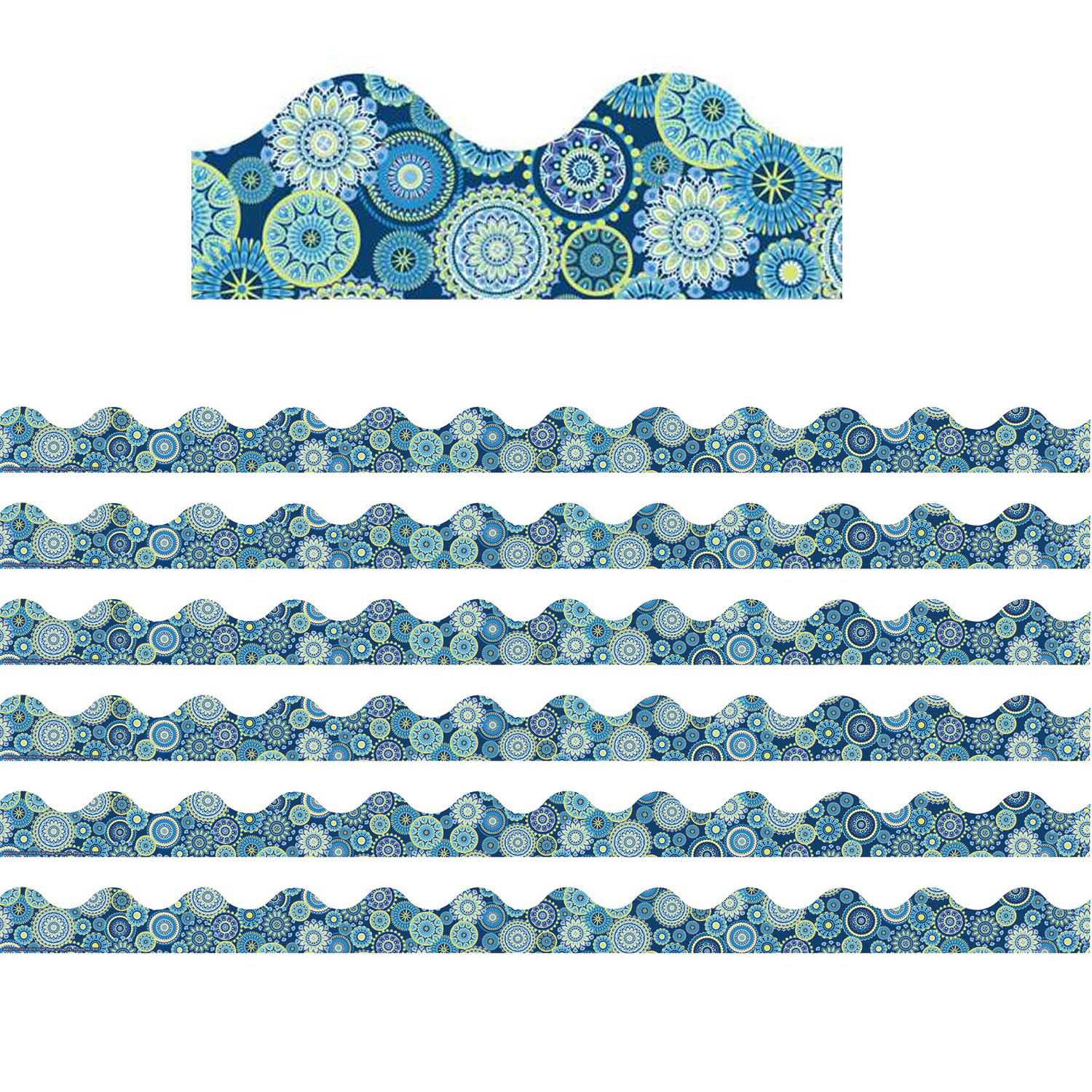 Eureka Classroom Blue Harmony Mandala Scalloped Deco Trim Classroom ...