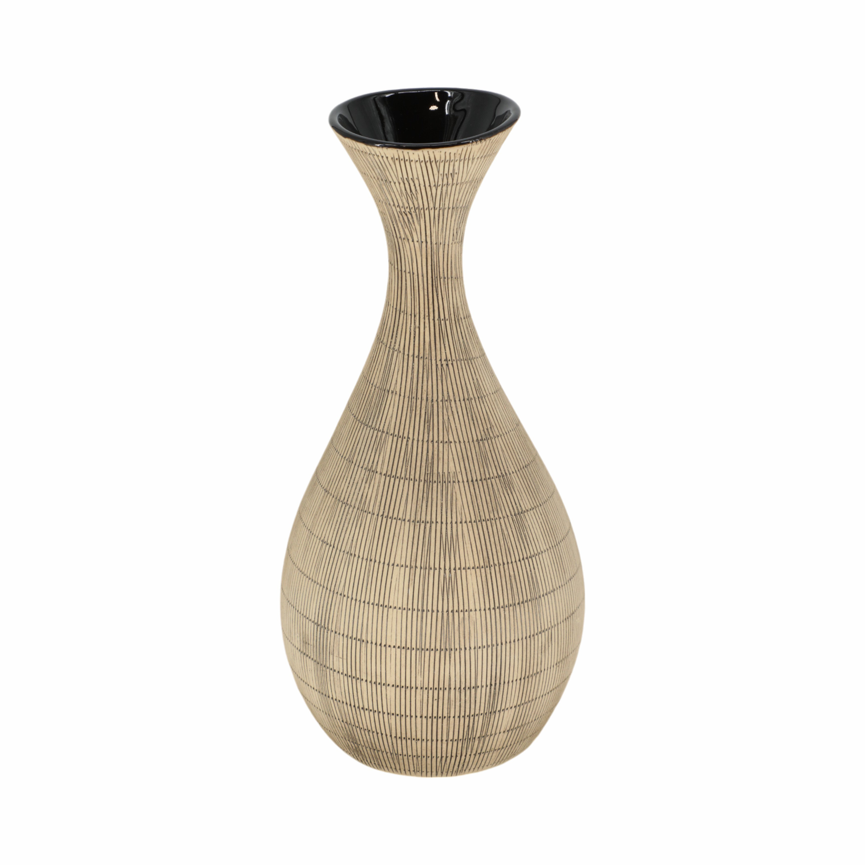 Bayou Breeze Sorori Vase - Contemporary Rustic Beige Ceramic Single ...