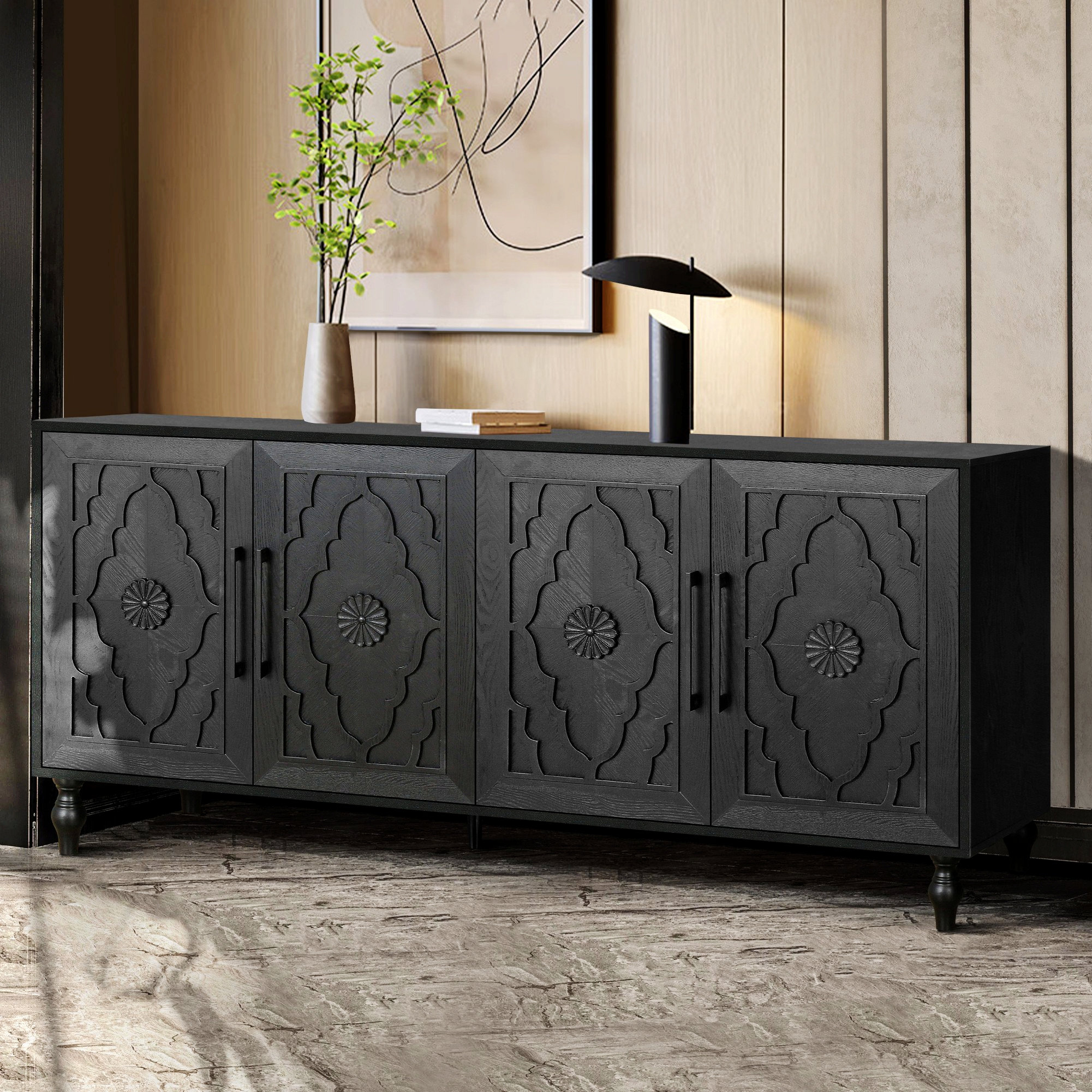 Ivy Bronx Accent Cabinet, Storage Cabinet With Metal Handle For Living ...