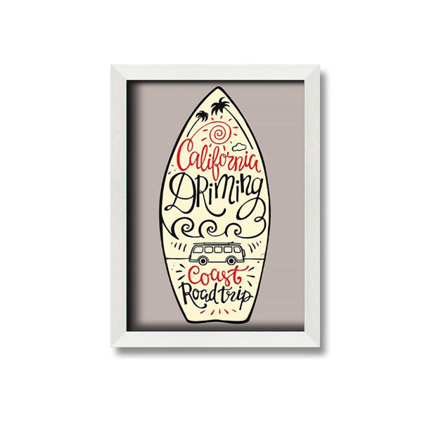 Maturi California Surf Board Framed Print Wall Art | Wayfair.co.uk